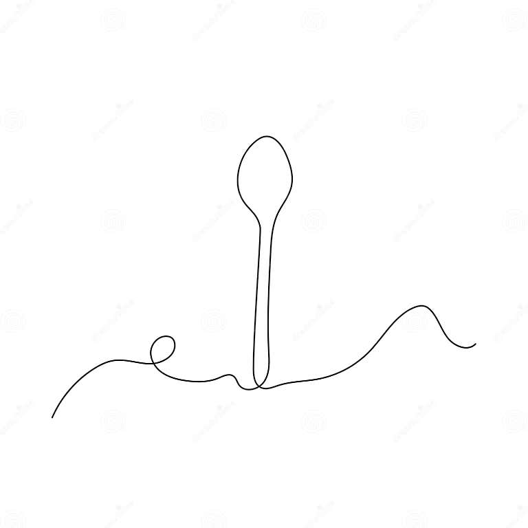 Continuous One Line Drawing Spoon. Vector Stock Illustration. Stock ...