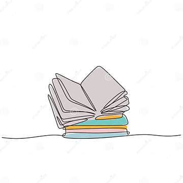 Continuous One Line Drawing of Stack of Books. Vector Minimalism with ...