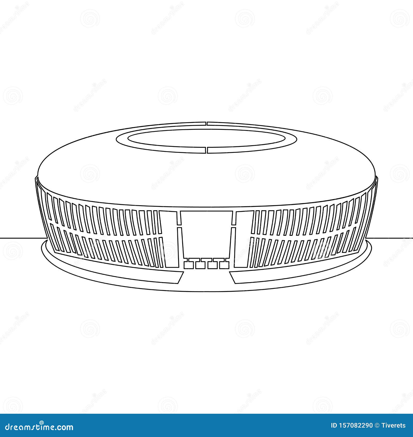 Continuous One Line Drawing Stadium Arena Concept Stock Vector ...