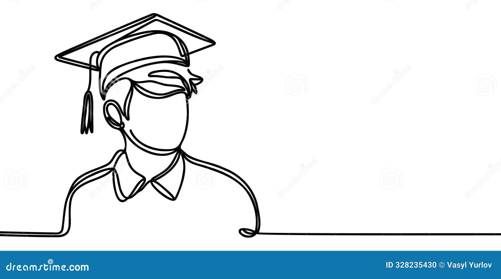 Continuous One Line Drawing Student in Academy Cap. Education Concept ...