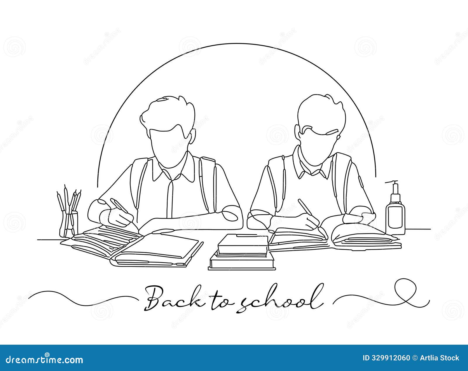 Continuous One Line Drawing for Student Getting Ready Studying Back To ...