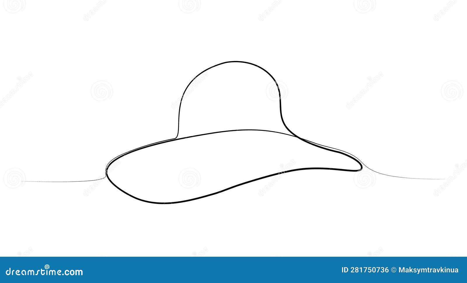Continuous One Line Drawing of a Summer Hat. Stock Vector ...