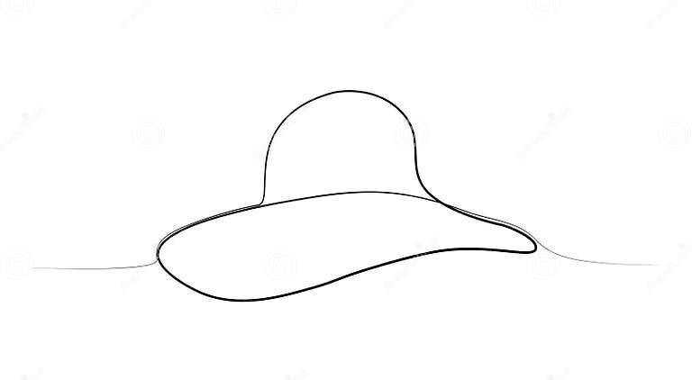 Continuous One Line Drawing of a Summer Hat. Stock Vector ...