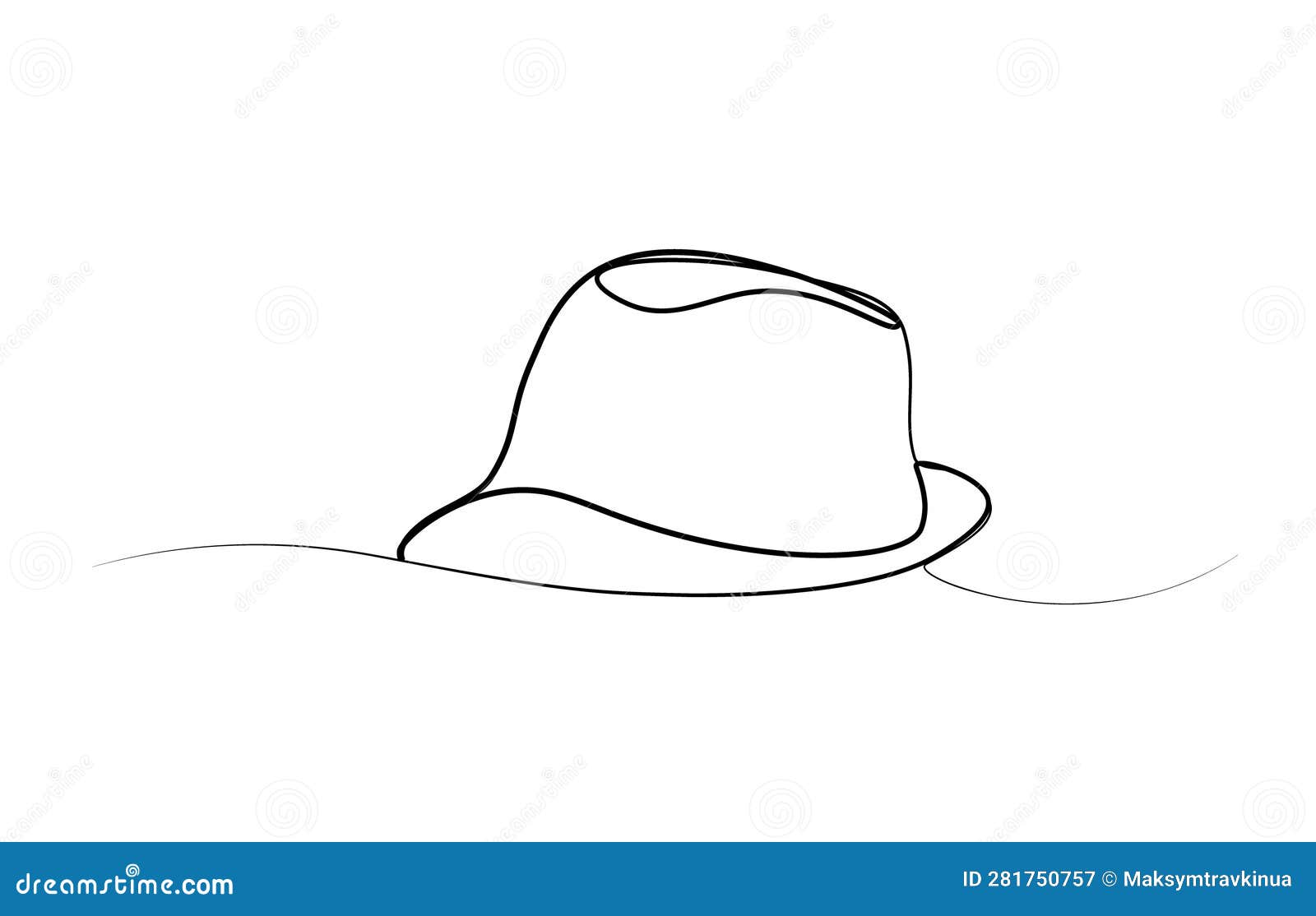 Continuous One Line Drawing of a Summer Hat. Stock Vector ...