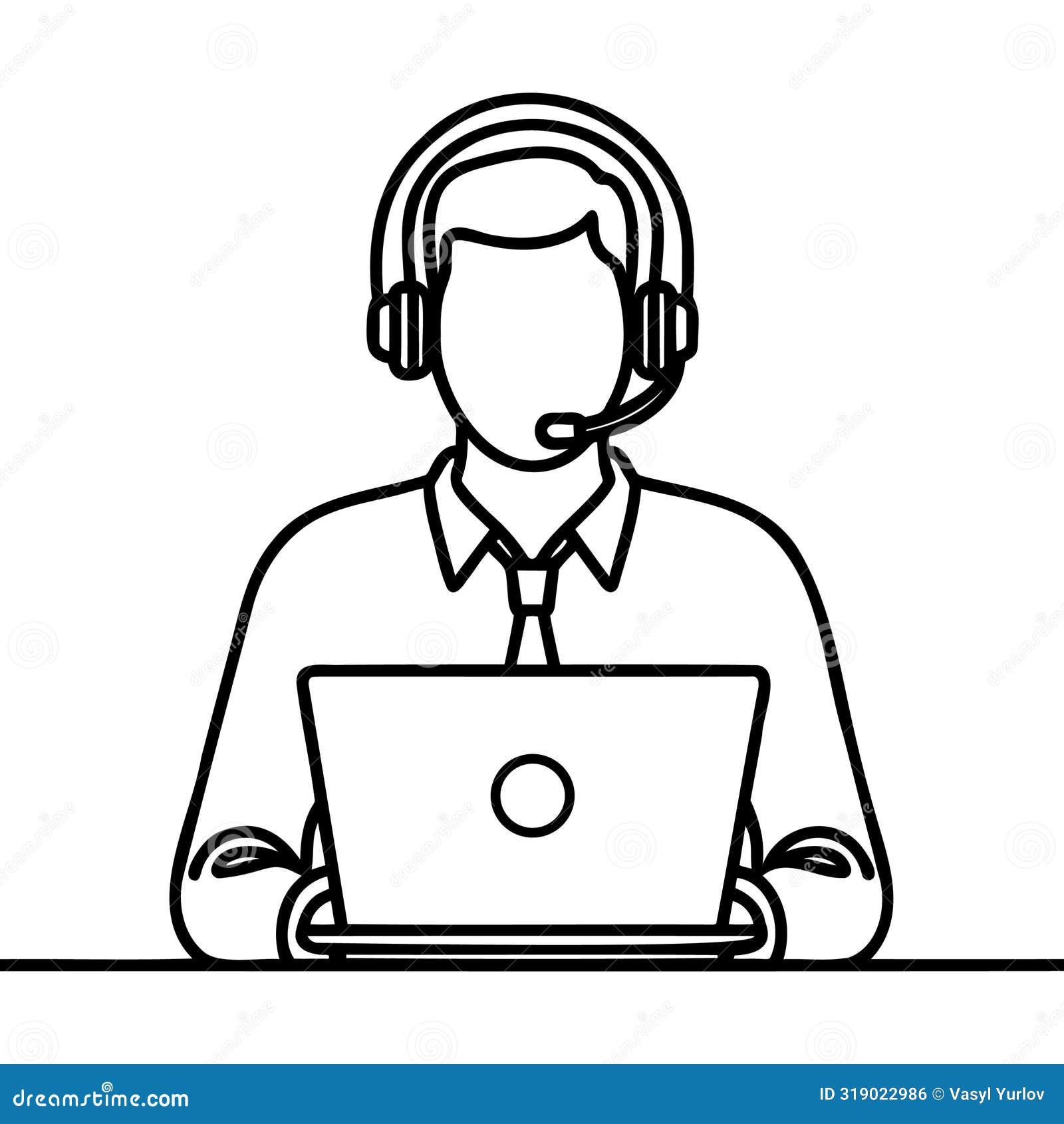 Continuous One Line Drawing of Support Service. Customer Service ...