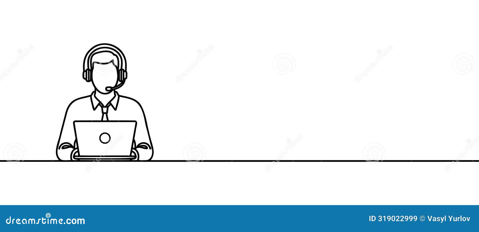 Continuous One Line Drawing of Support Service. Customer Service ...