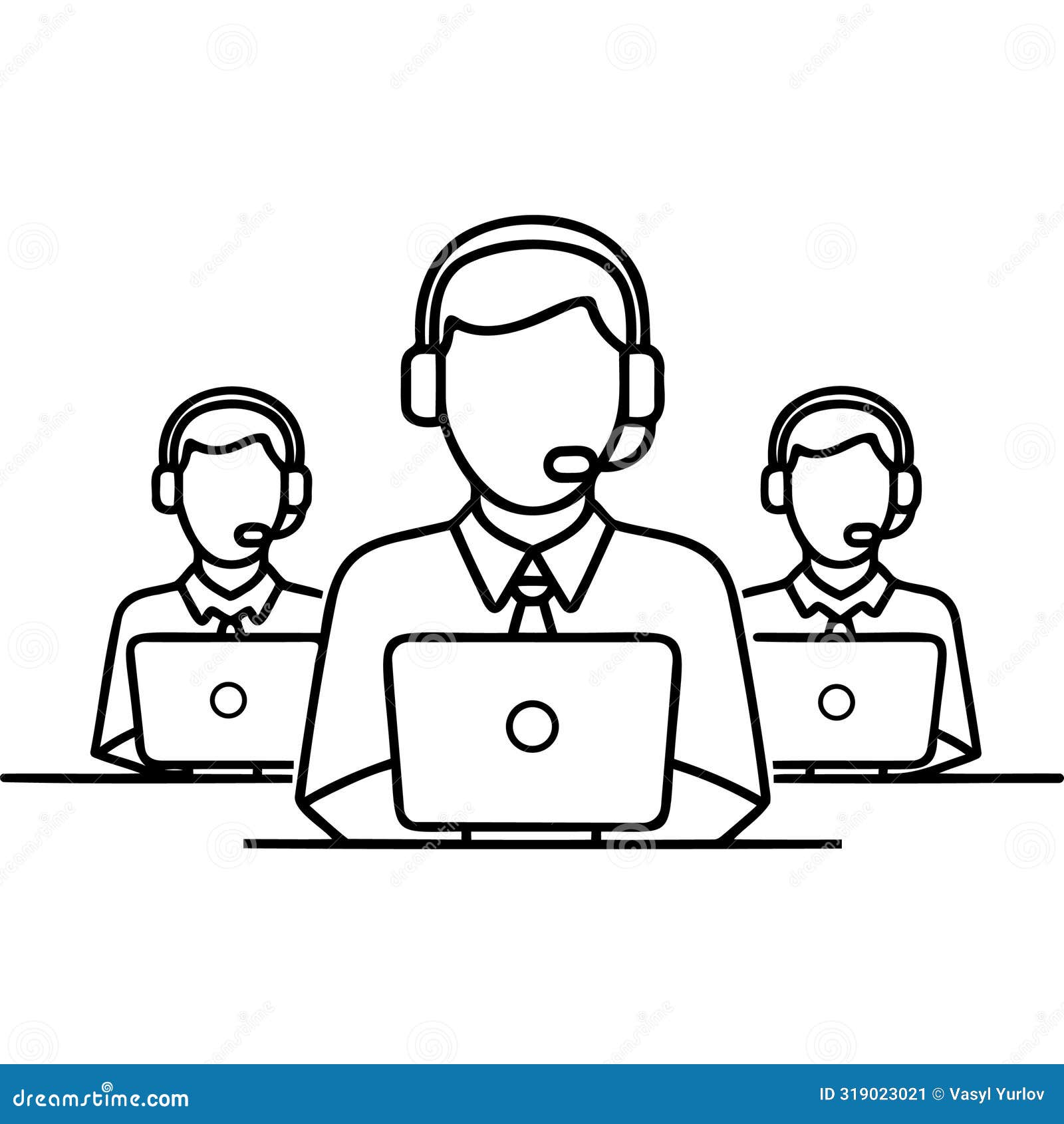 Continuous One Line Drawing of Support Service. Customer Service ...