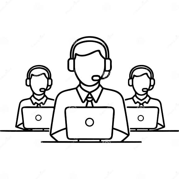 Continuous One Line Drawing of Support Service. Customer Service ...