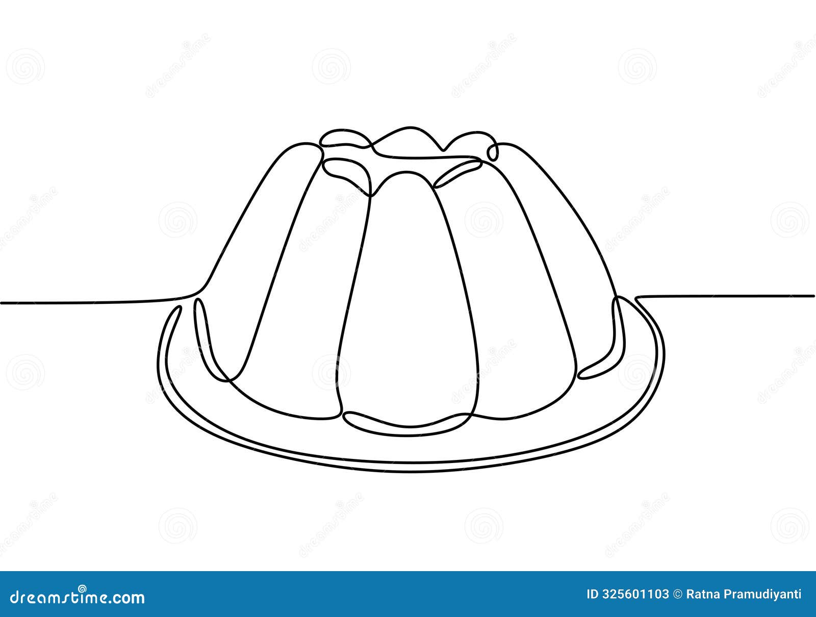 Continuous One Line Drawing of Sweet Pudding. Dessert Concept Isolated ...