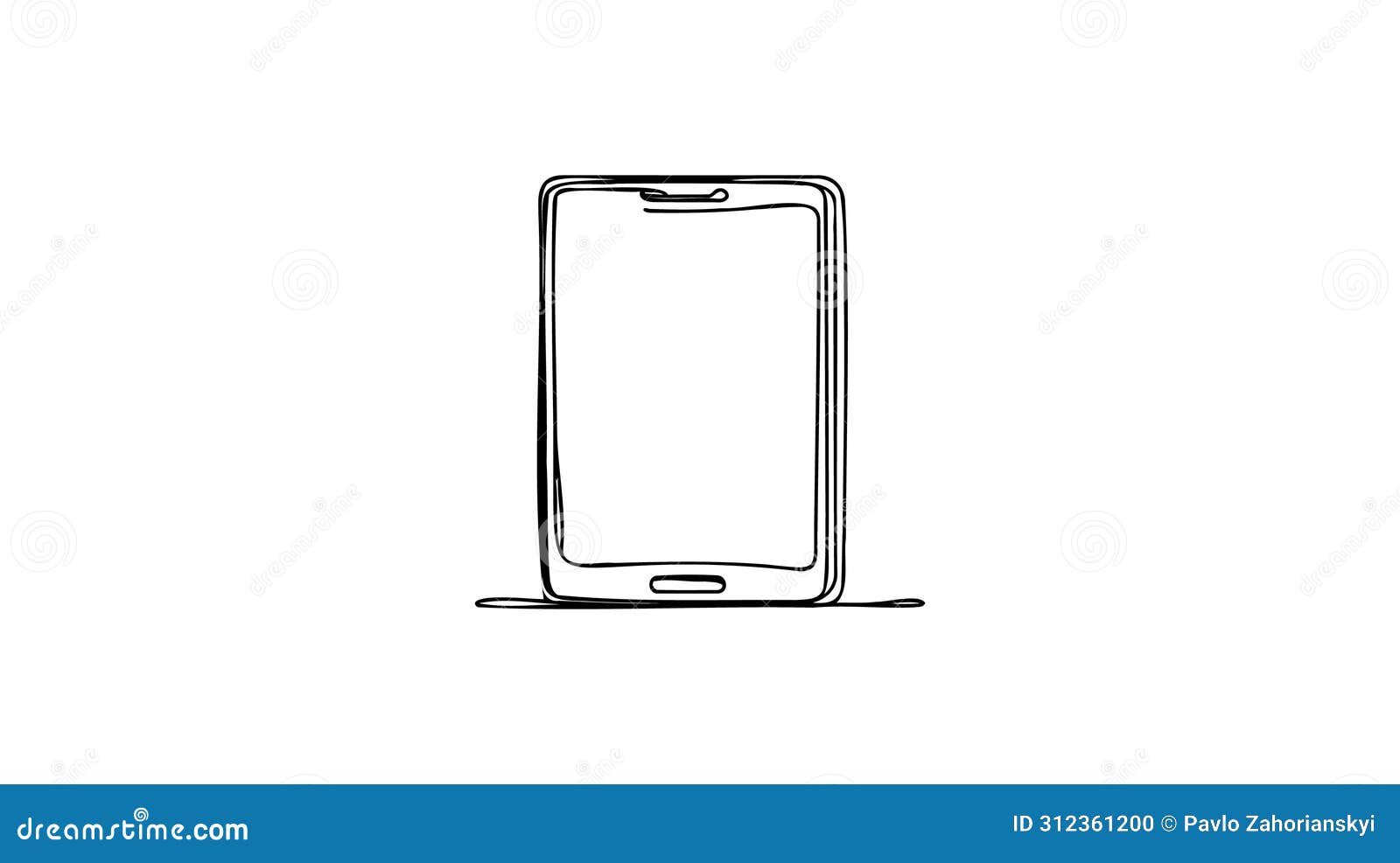 Continuous One Line Drawing of Tablet, Black and White Vector ...
