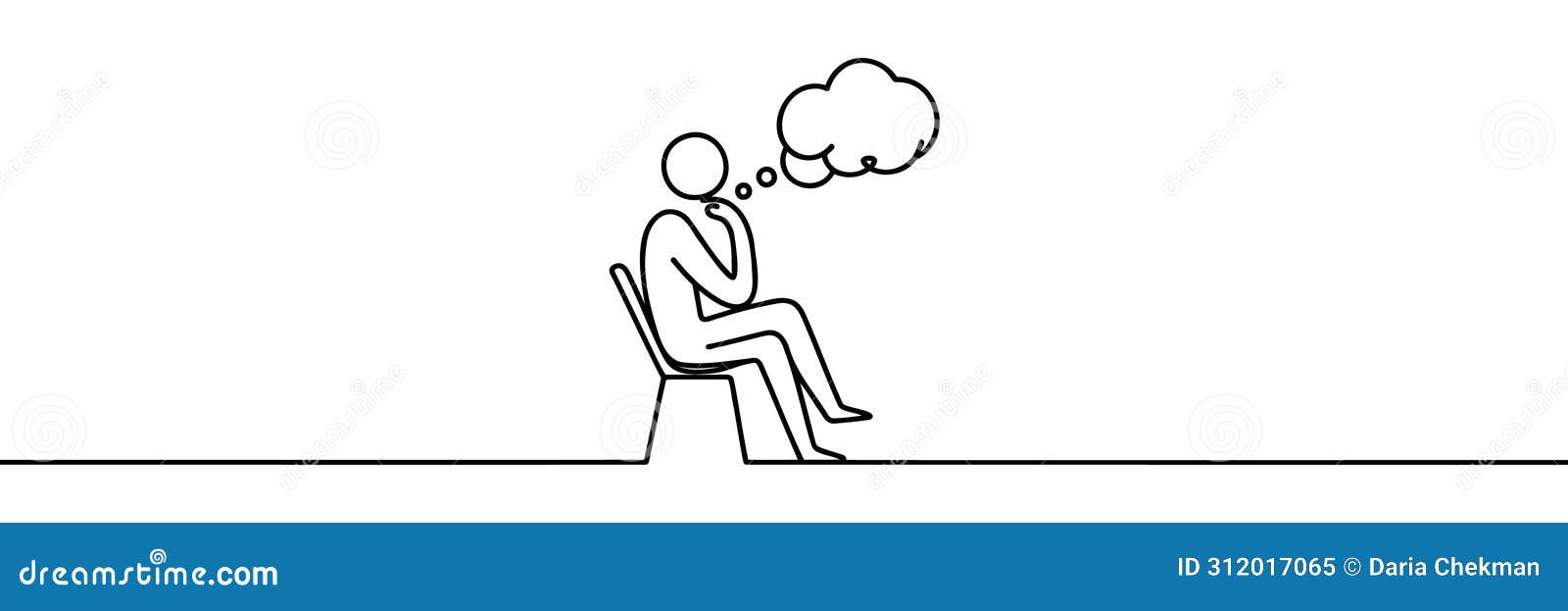 Continuous One Line Drawing of a Thinking Guy Stock Vector ...