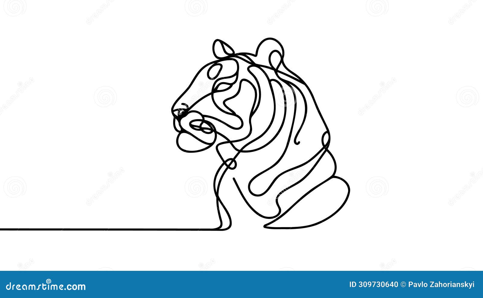 Continuous One Line Drawing. Tiger Stock Vector - Illustration of ...