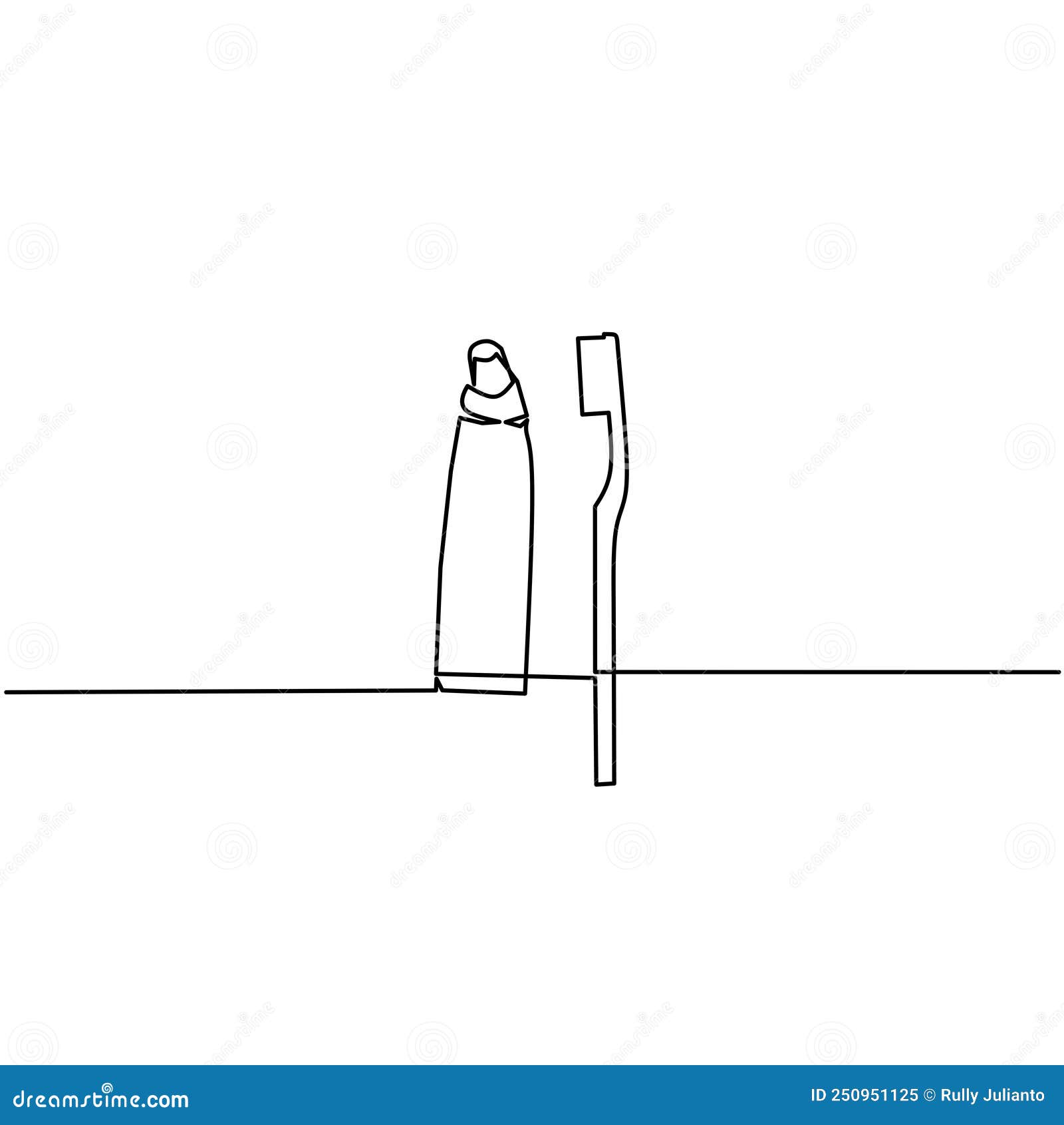 Continuous One Line Drawing of Tooth Brush and Toothpaste Stock Vector ...