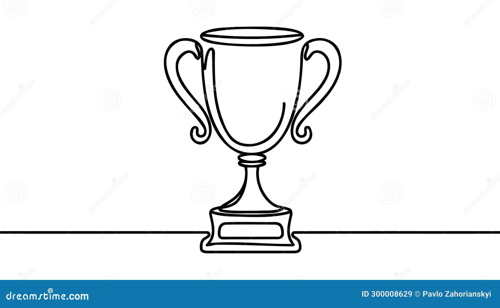 Continuous One Line Drawing of Trophy Cup Competition. Trophy Cup Line ...
