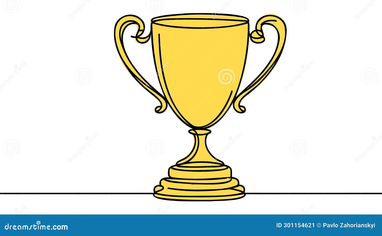 Continuous One Line Drawing of Trophy Cup Competition. Trophy Cup Line ...