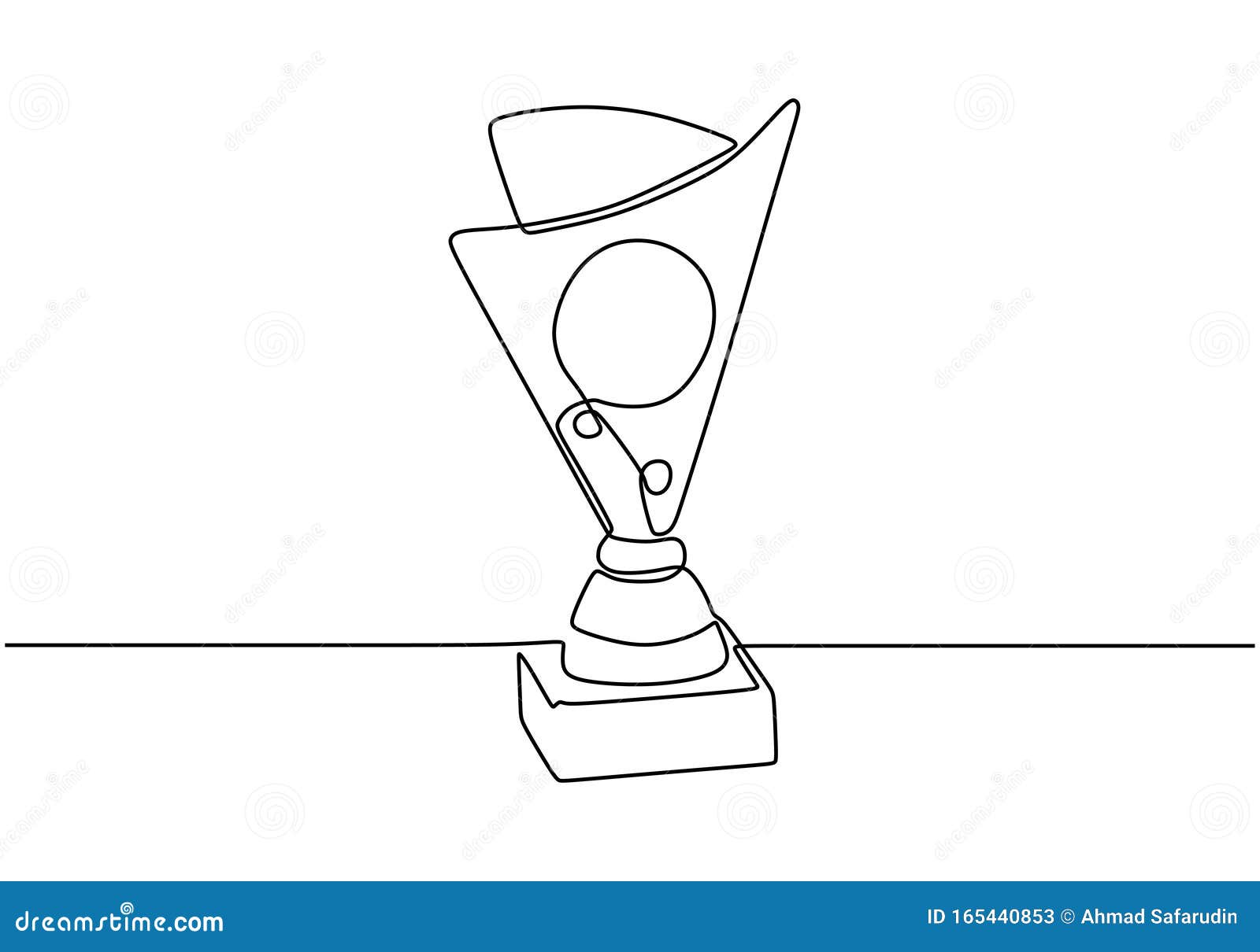 Continuous One Line Drawing of Trophy Vector. Concept of Winner Stock ...