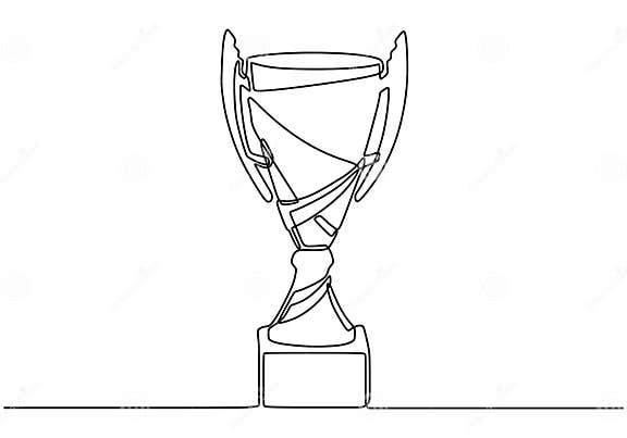 Continuous One Line Drawing of Trophy Vector. Concept of Winner Stock ...