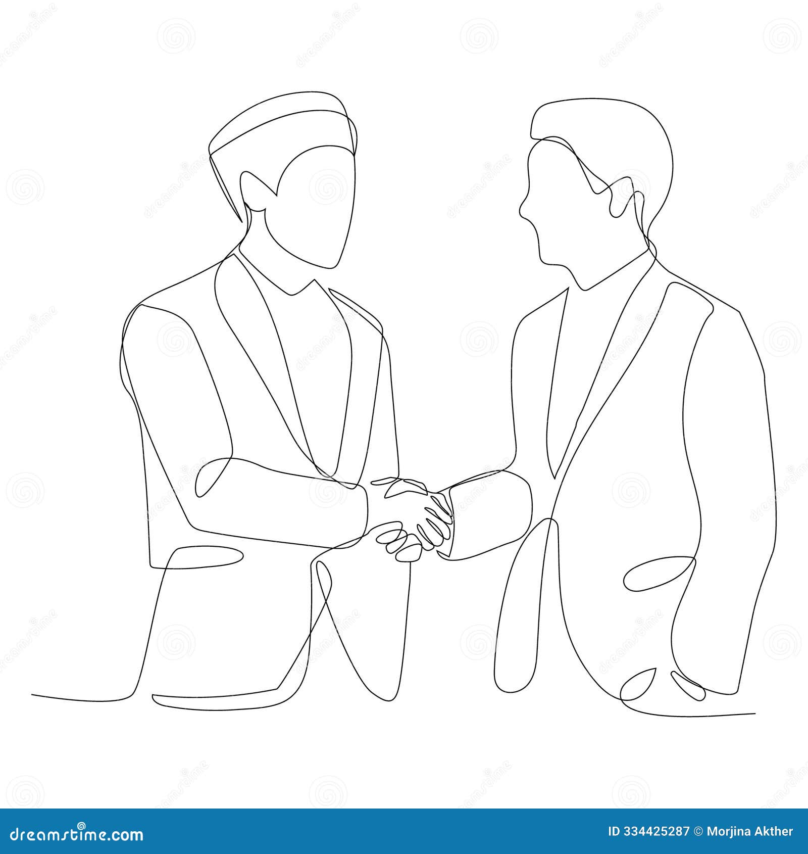 Continuous One Line Drawing Two Business Men Shaking Hands, Business ...