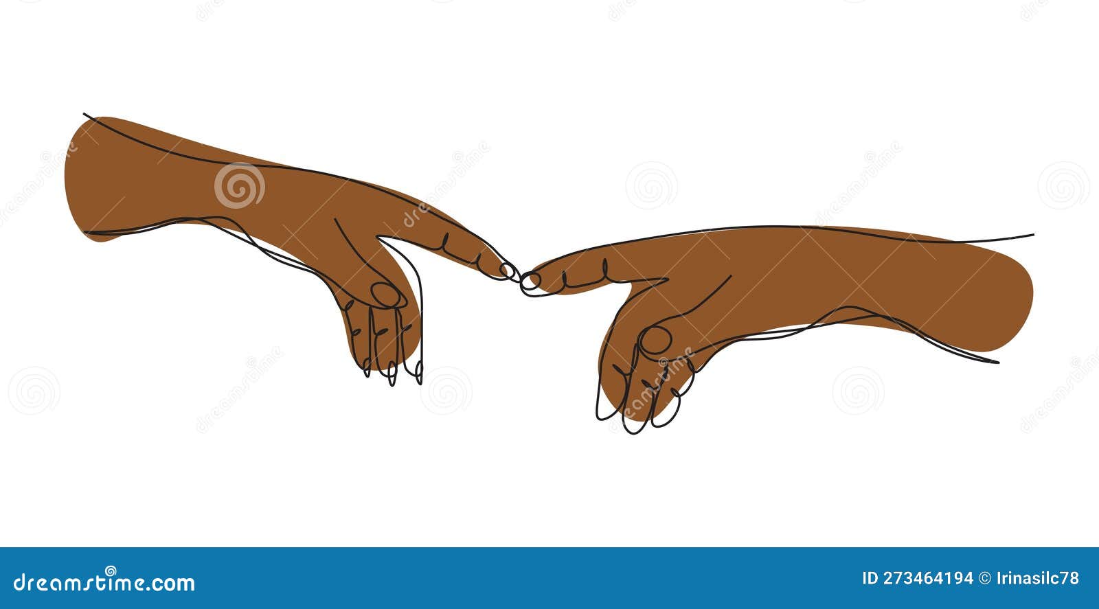 Continuous One Line Drawing Two Hands Touch Each Other. Reconciliation ...