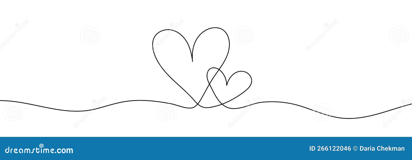 Continuous One Line Drawing of Two Hearts Stock Vector - Illustration ...