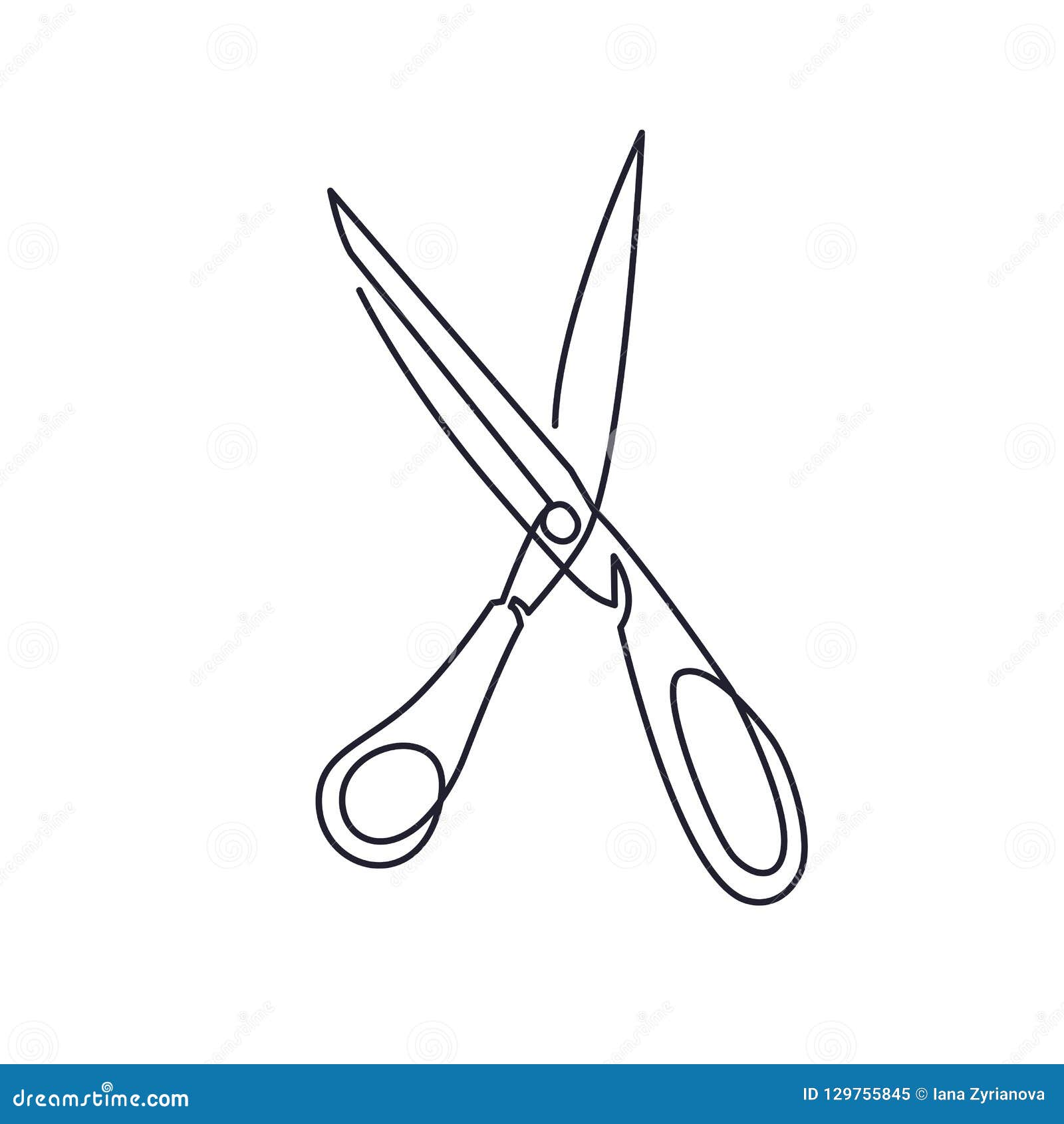 Continuous One Line Drawing of Vector Scissors Icon. Stock Vector ...