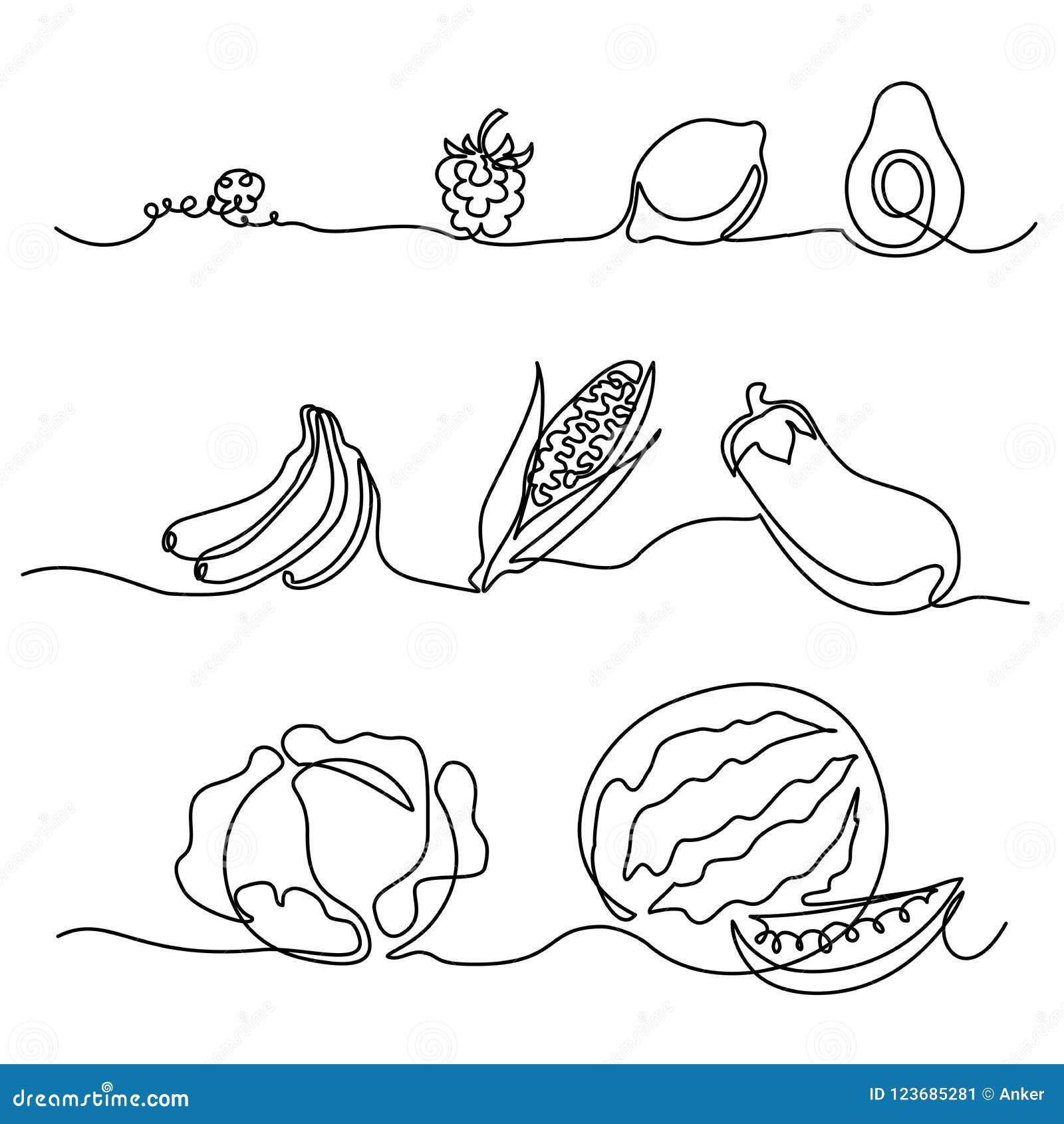 Continuous One Line Drawing Vegetables Differebt S Stock Vector ... Continuous One Line Drawing Vegetables Differebt S Stock Vector ...