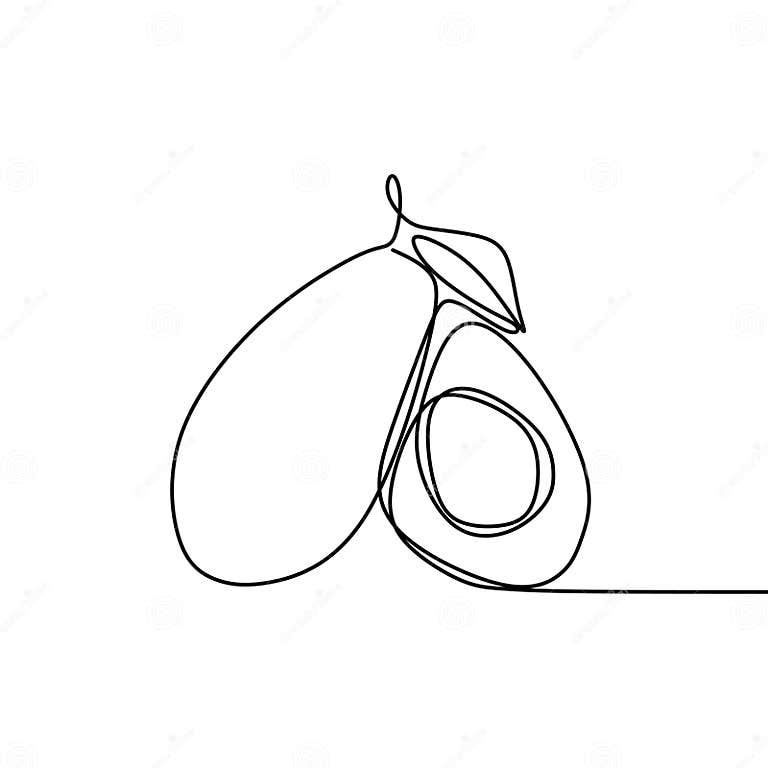 Continuous One Line Drawing. Vegetables Two Avocado Stock Vector ...