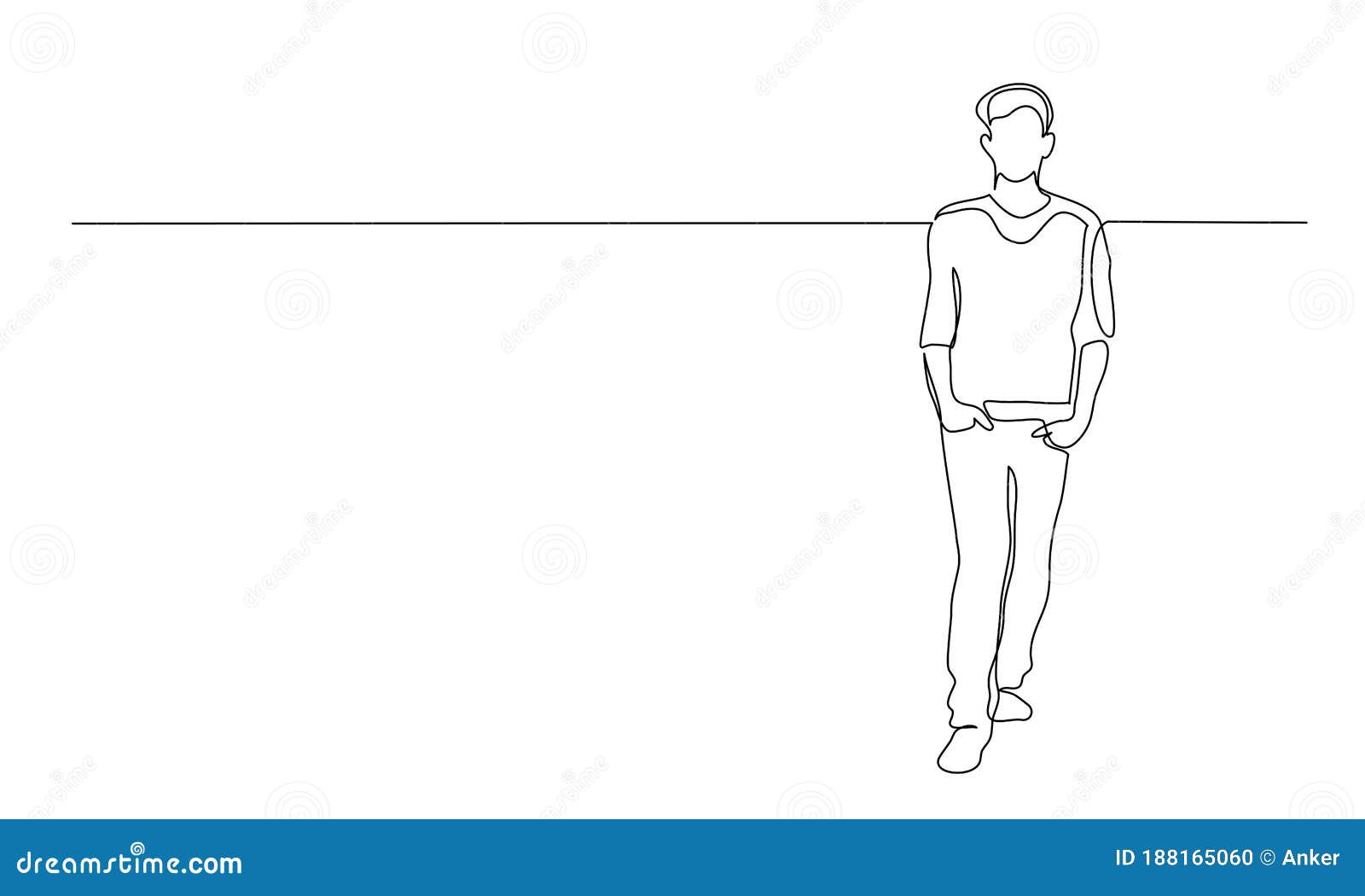 Continuous One Line Drawing. Walking Office Man Stock Vector ...