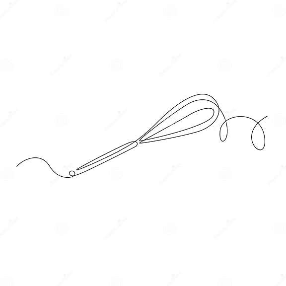 Continuous One Line Drawing Whisk. Stock Vector Illustration. Stock ...
