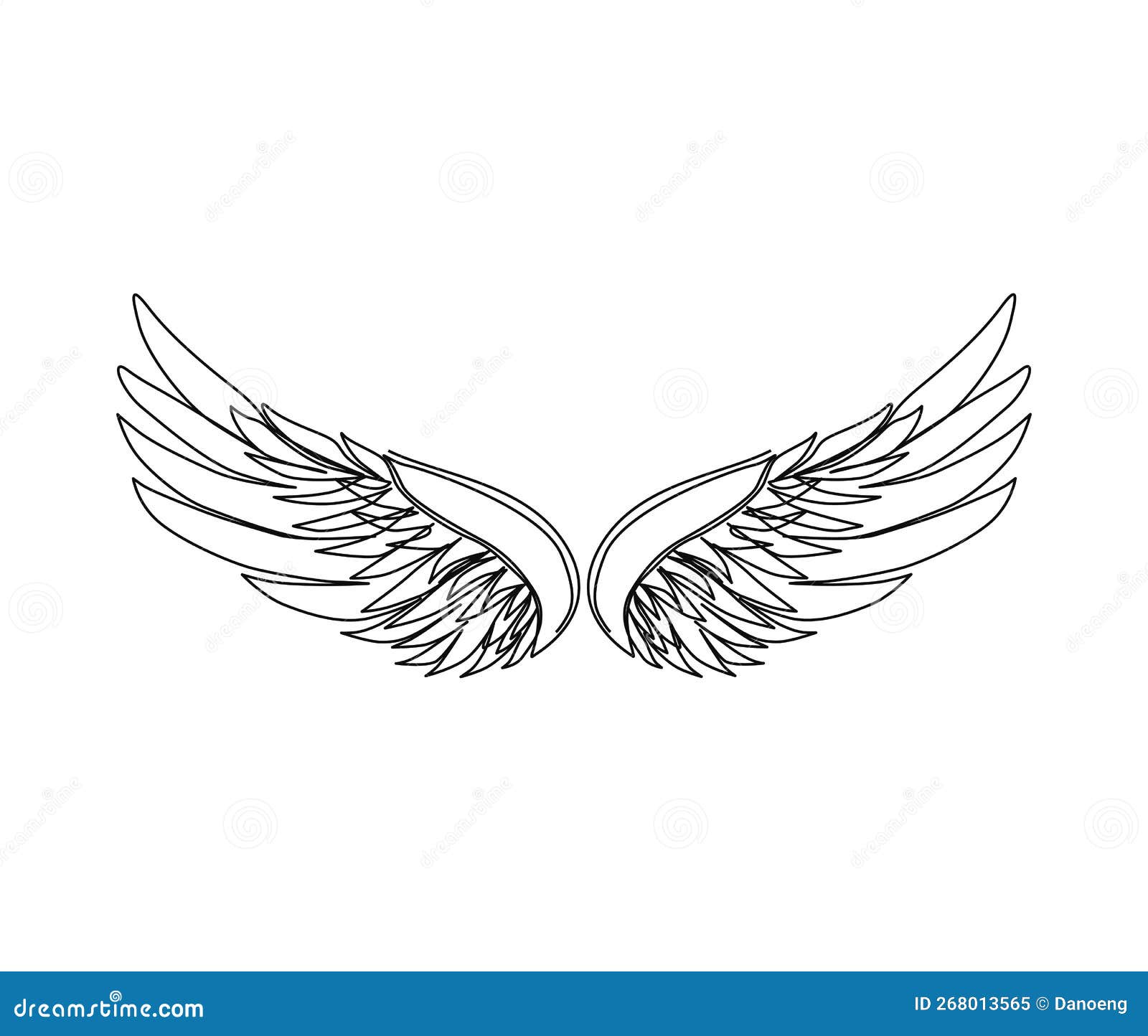 Continuous One Line Drawing of Wings. Simple Scribble Wings Line Art ...