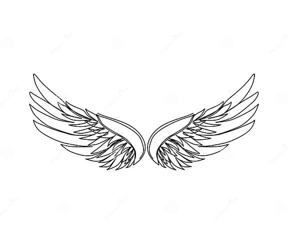 Continuous One Line Drawing of Wings. Simple Scribble Wings Line Art ...