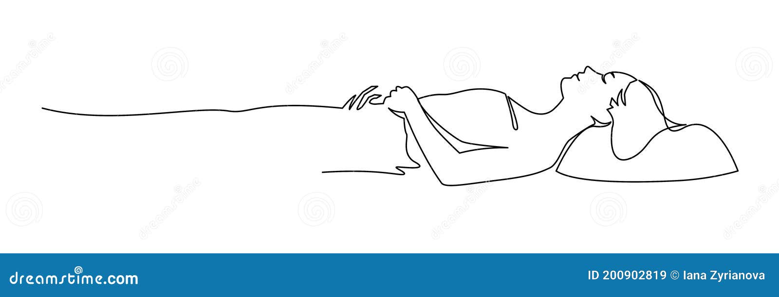 Continuous One Line Drawing of Woman Sleeping on Memory Foam. Vector ...