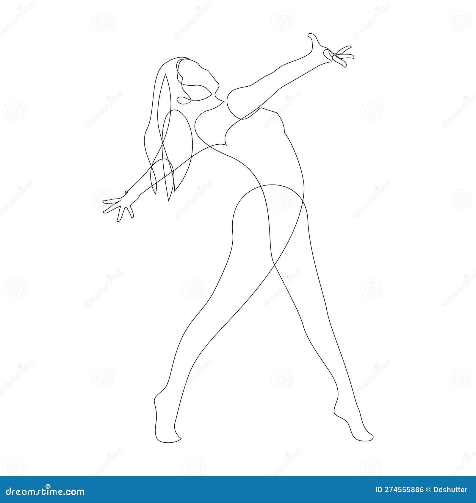 Continuous One Line Drawing Of Woman Stretching Dancer Dancing