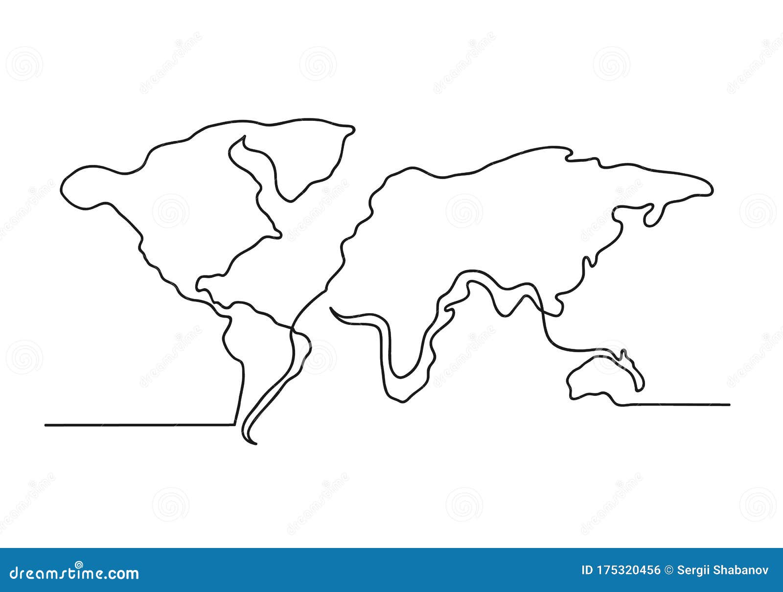 Continuous One Line Drawing of a World Map Stock Vector - Illustration ... Continuous One Line Drawing of a World Map Stock Vector - Illustration ...