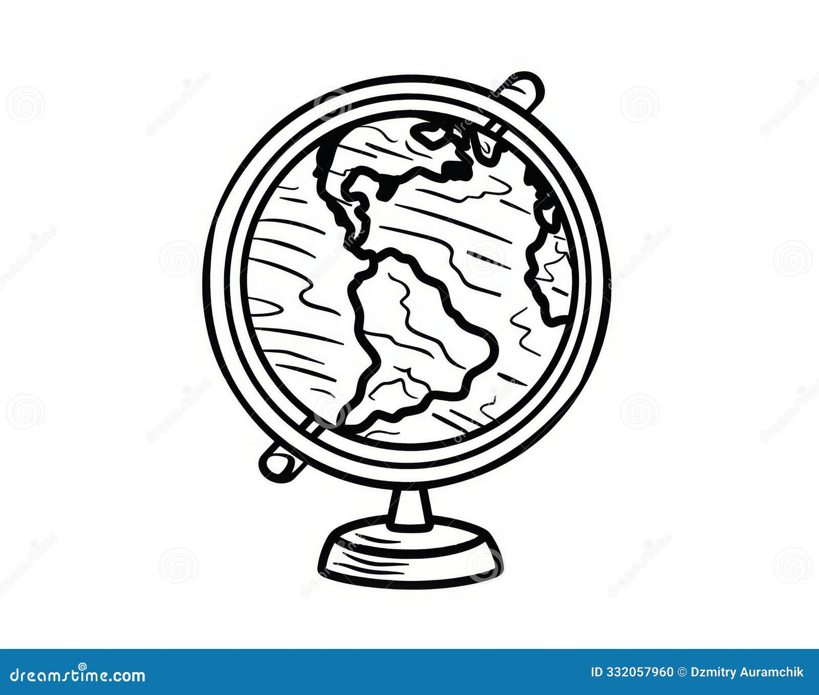A Continuous One-line Drawing of the World Map on a Globe. Globe Line ...