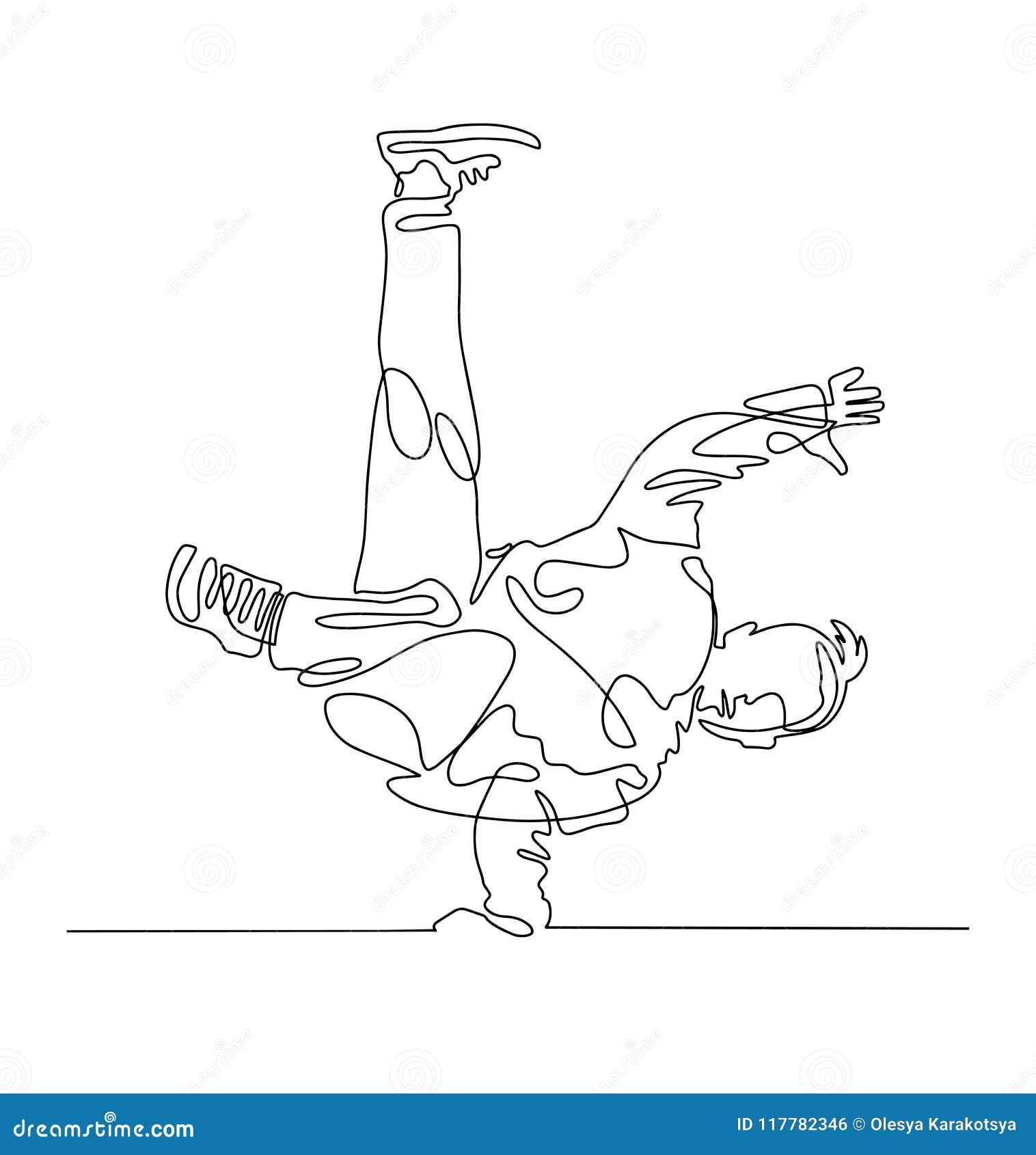 Continuous One Line Drawing of Young Guy Breakdancer Stock Vector ...
