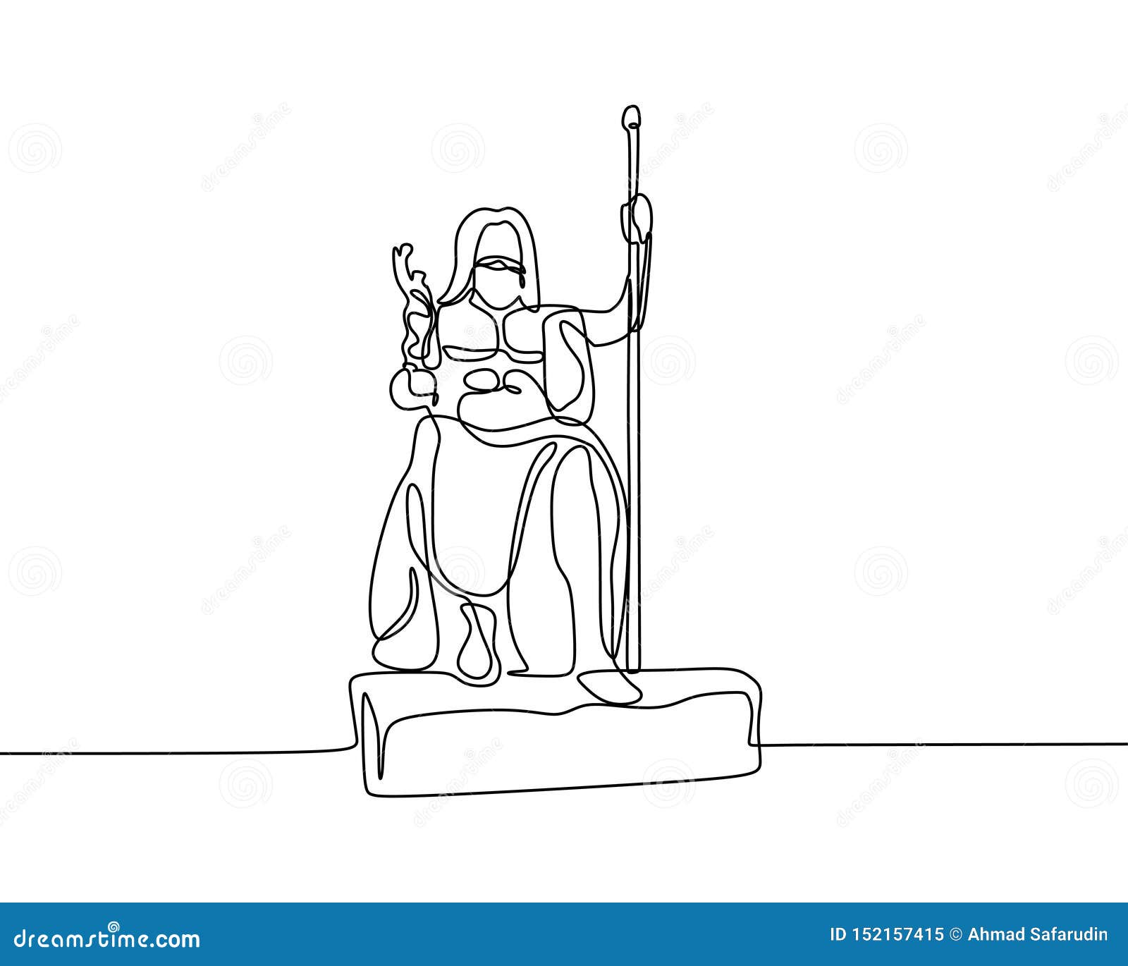 Continuous One Line Drawing of Zeus Minimalist Design Vector ...