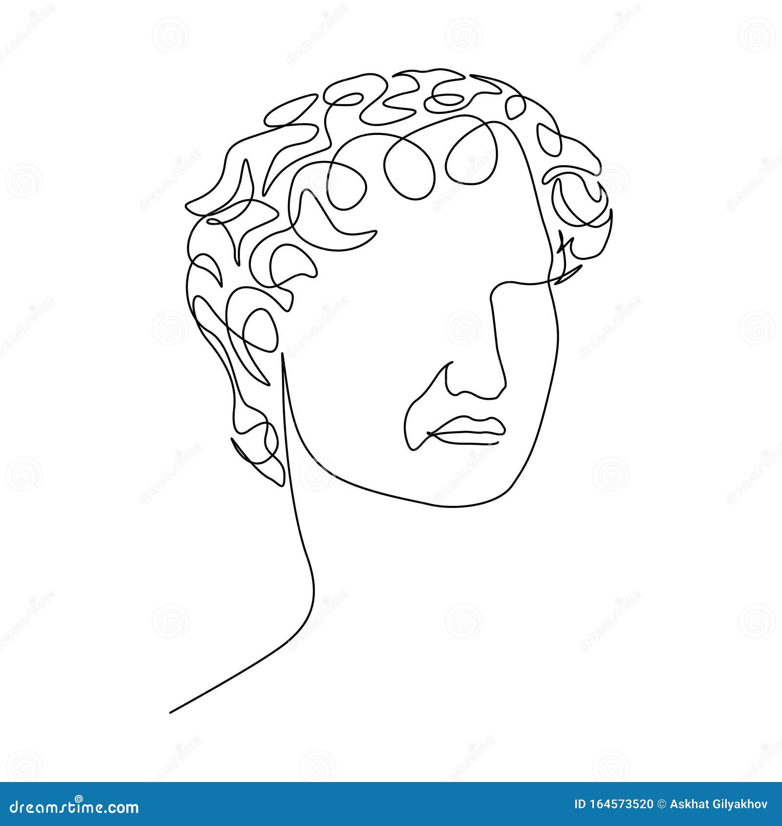Continuous One Line Face of the Statue of David. Vector Illustration ...