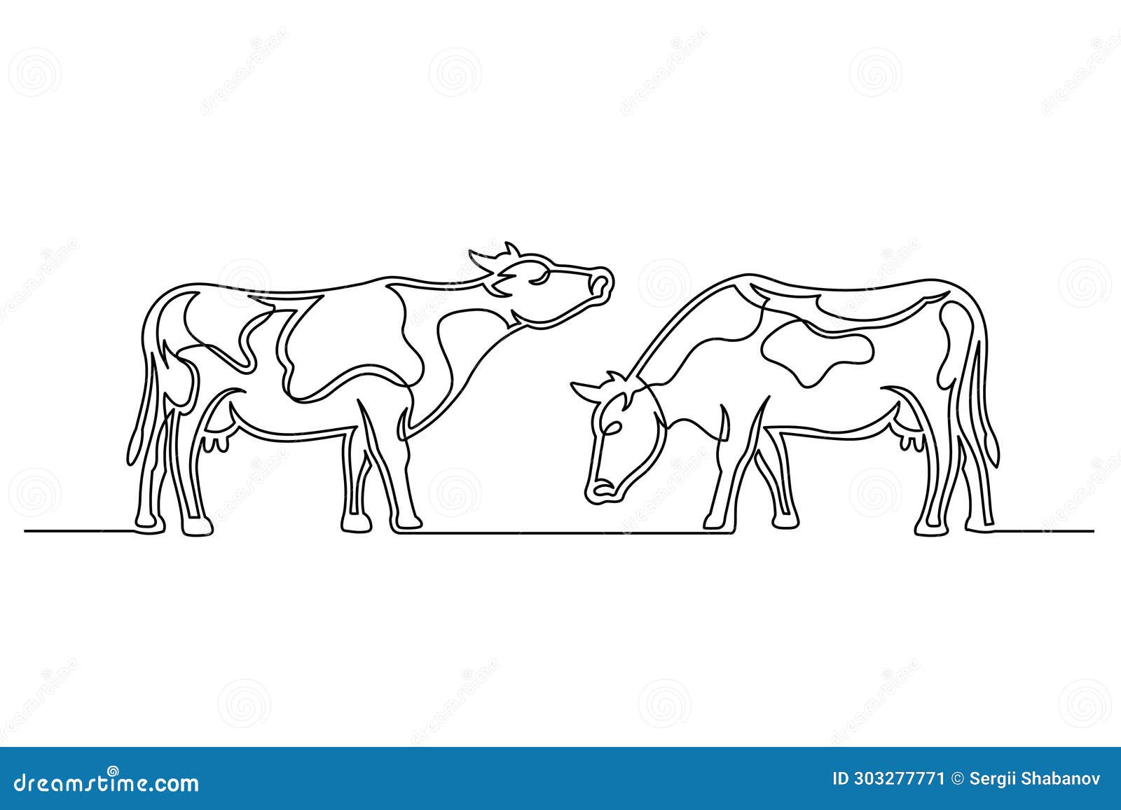 Continuous One Line Farm Cows Stock Vector - Illustration of farming ...