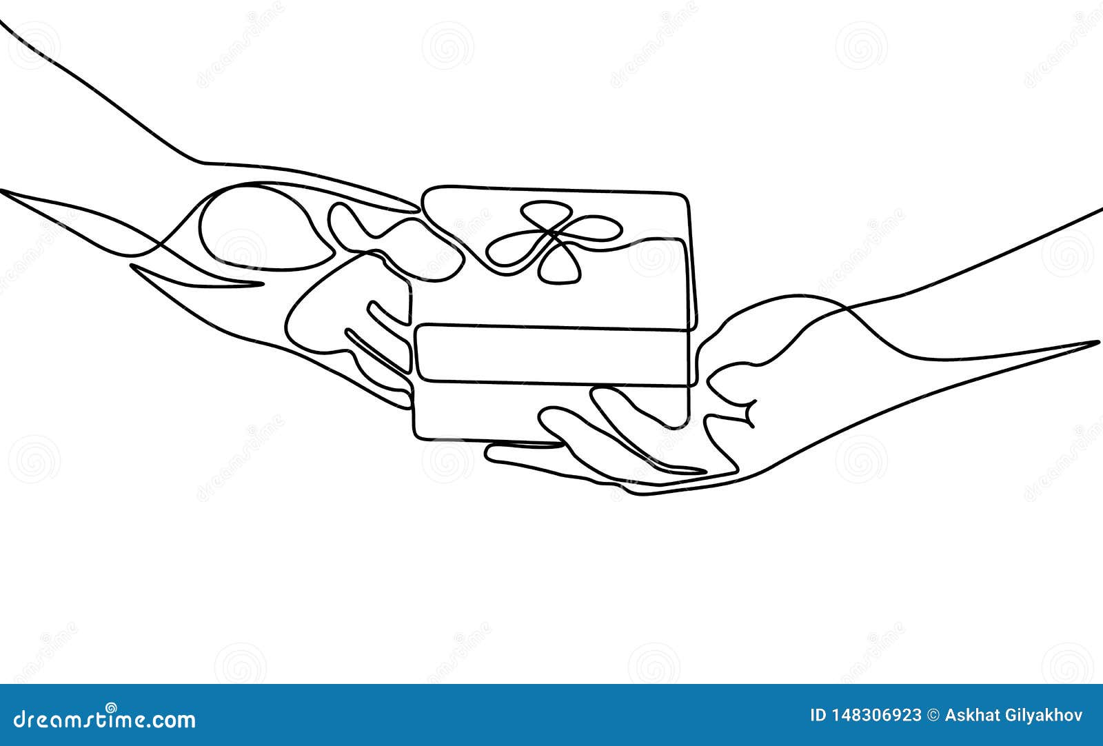 Continuous One Line Give a Gift. Vector Illustration. Stock Vector ...