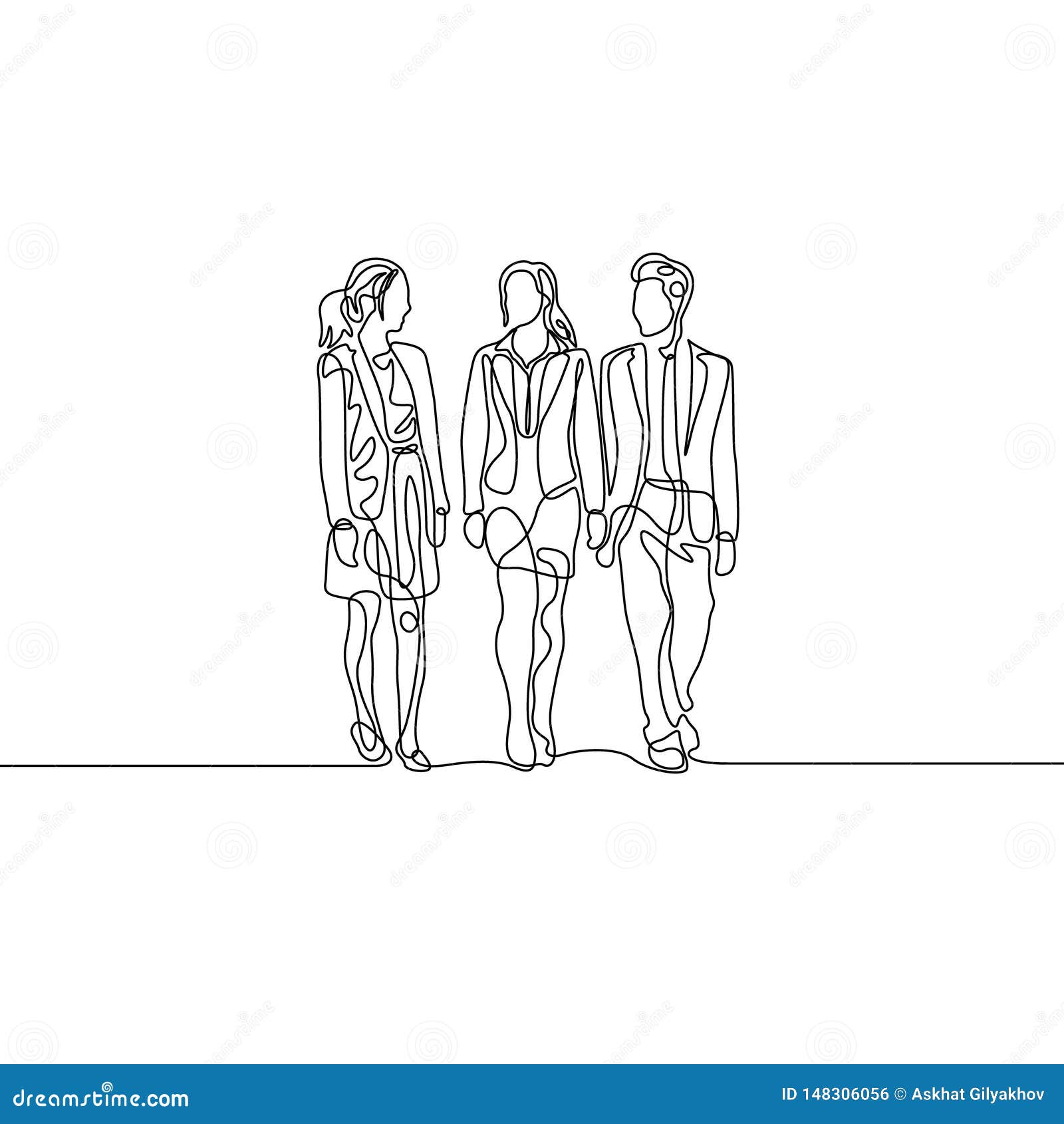 Continuous One Line Group Businesspeople Talking about Work Stock ...