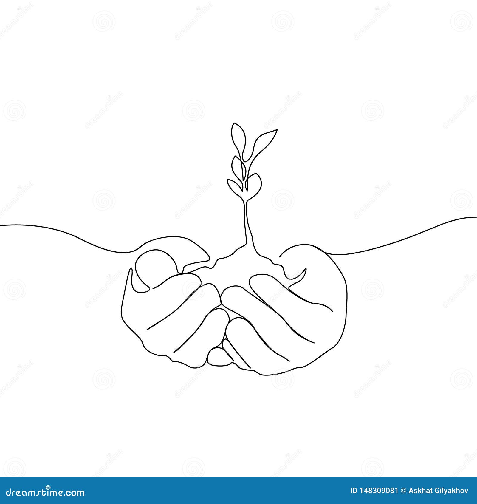 Growing Sprout Plant With Two Leaves Doodle Hand Drawn Icon. Growing ...