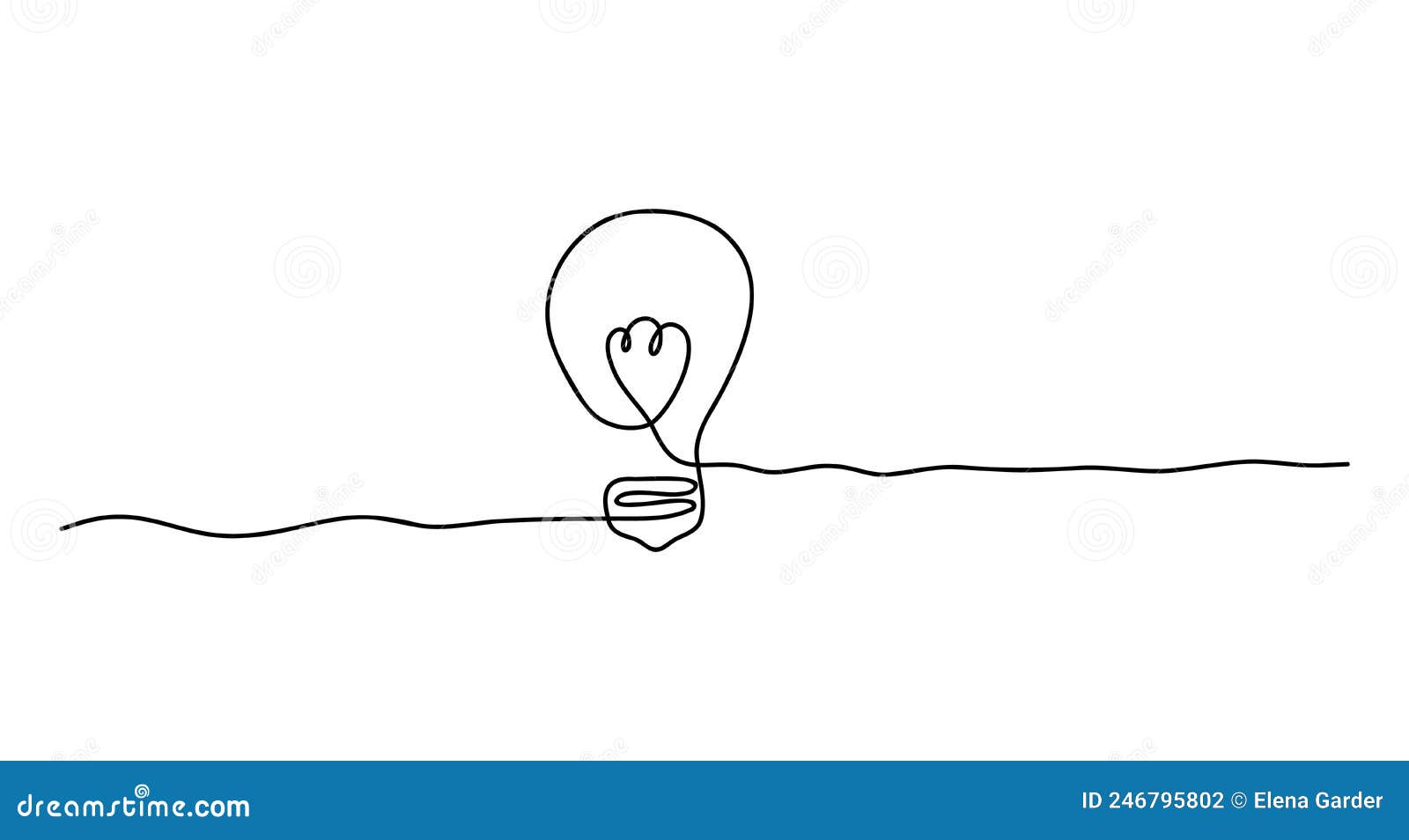 Continuous One Line Light Bulb. Idea Bulb Single Line. Vector ...