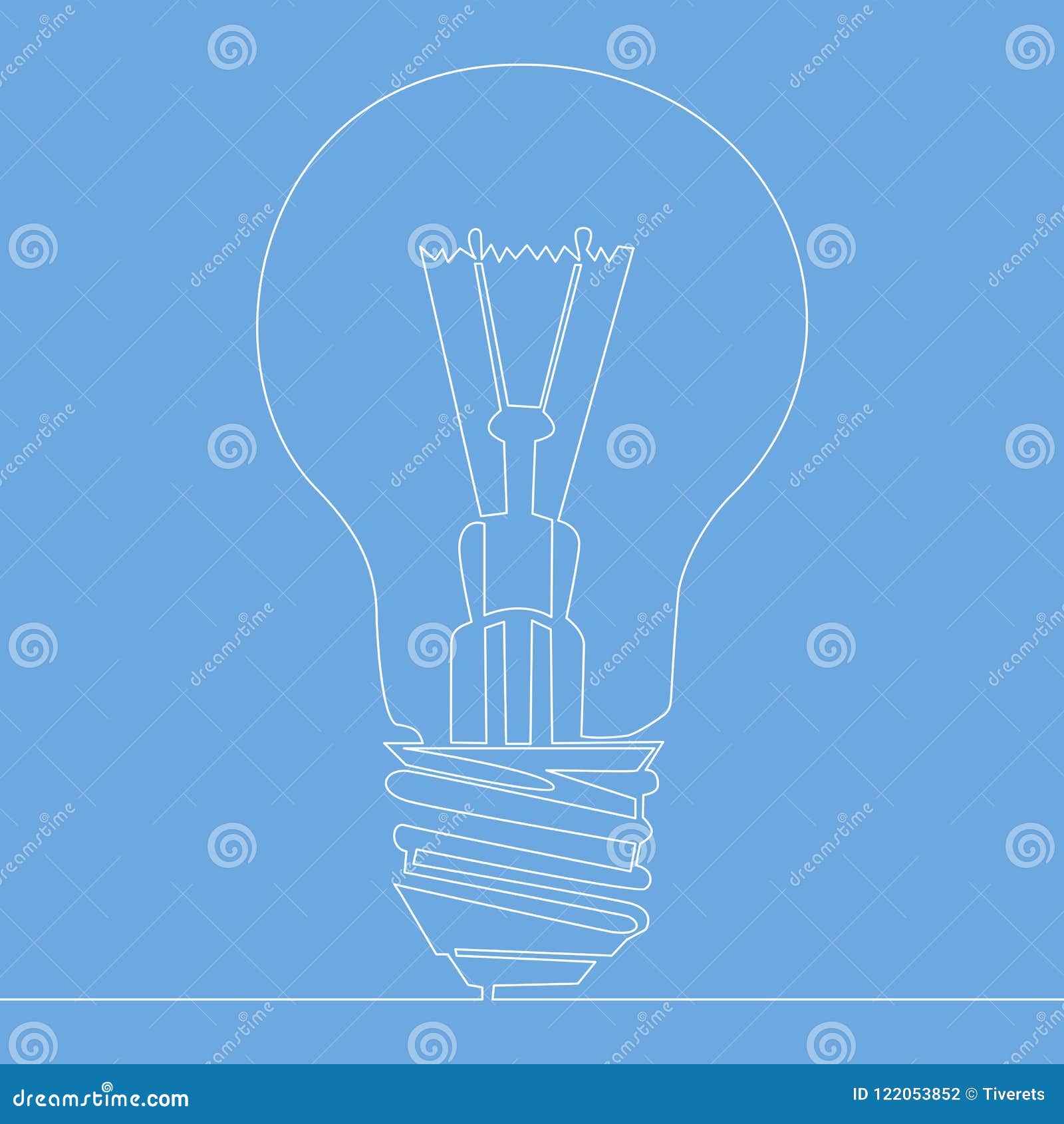 Continuous One Line Light Bulb Symbol Idea Stock Vector - Illustration ...
