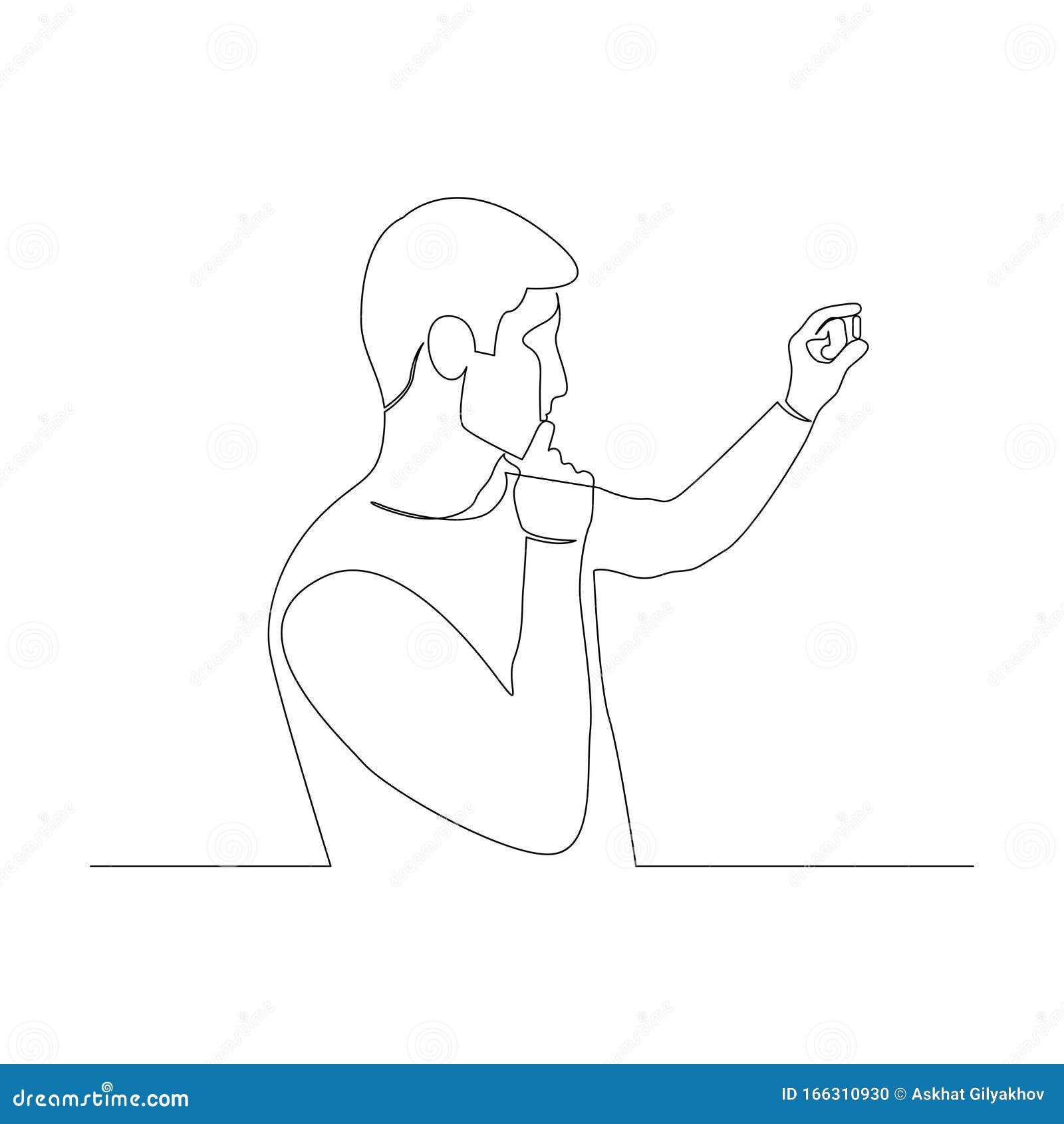 Continuous One Line Man Hold and Look at the Pill in Her Hand. Vector ... Continuous One Line Man Hold and Look at the Pill in Her Hand. Vector ...