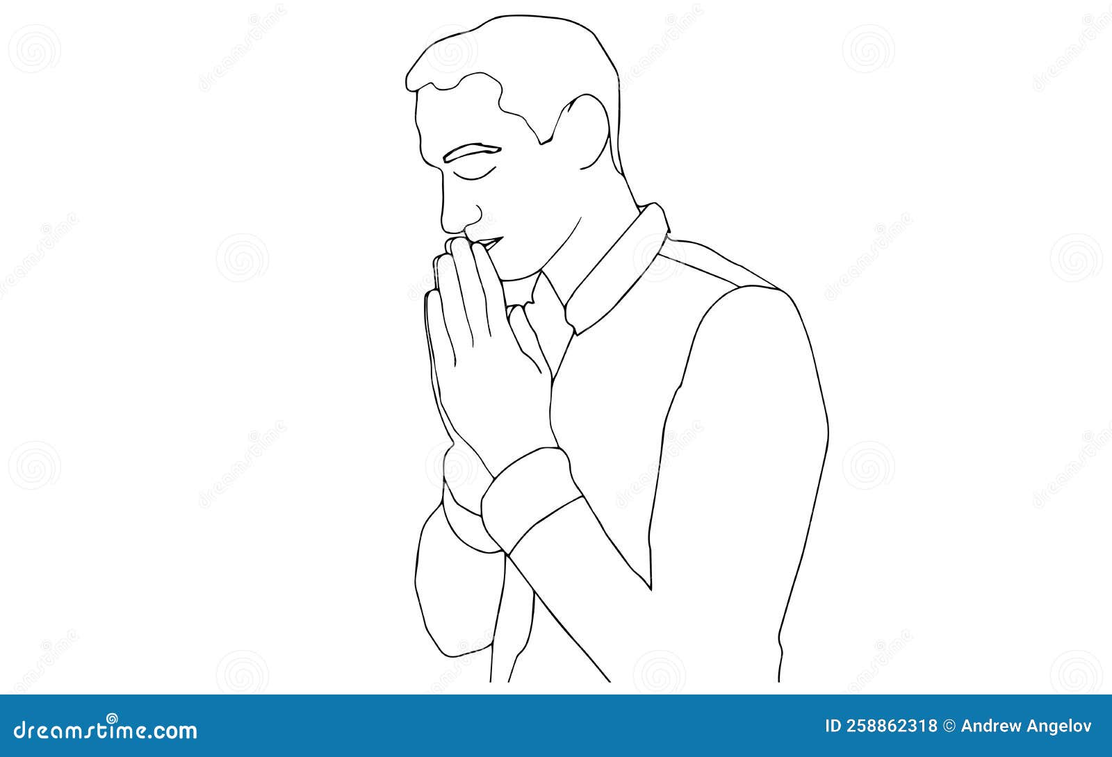 Continuous One Line Man Praying Outline Stock Vector - Illustration of ...