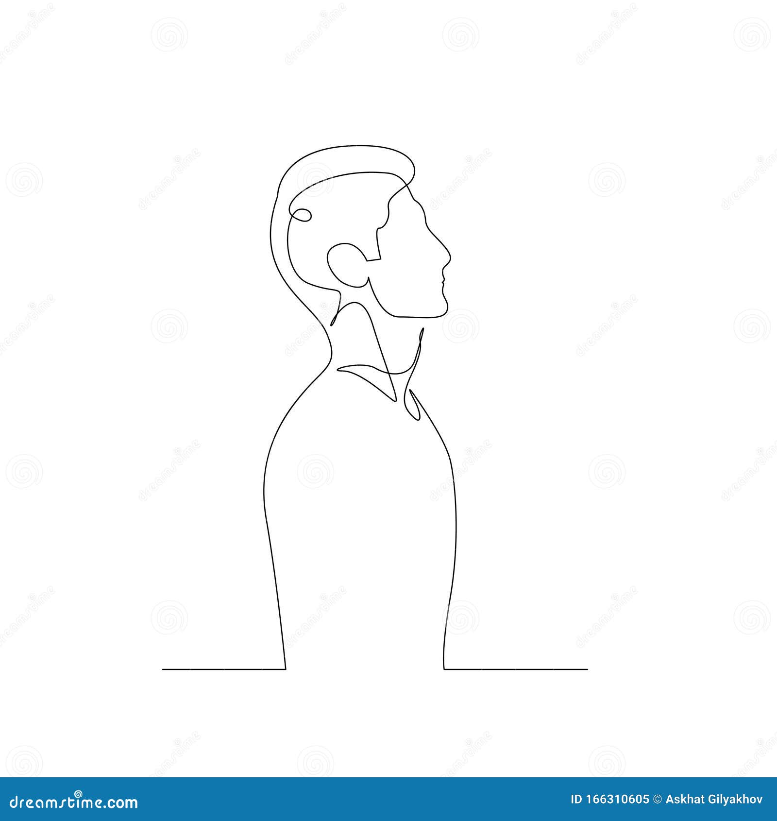 Continuous One Line Man Side View. Vector Illustration. Stock Vector ...