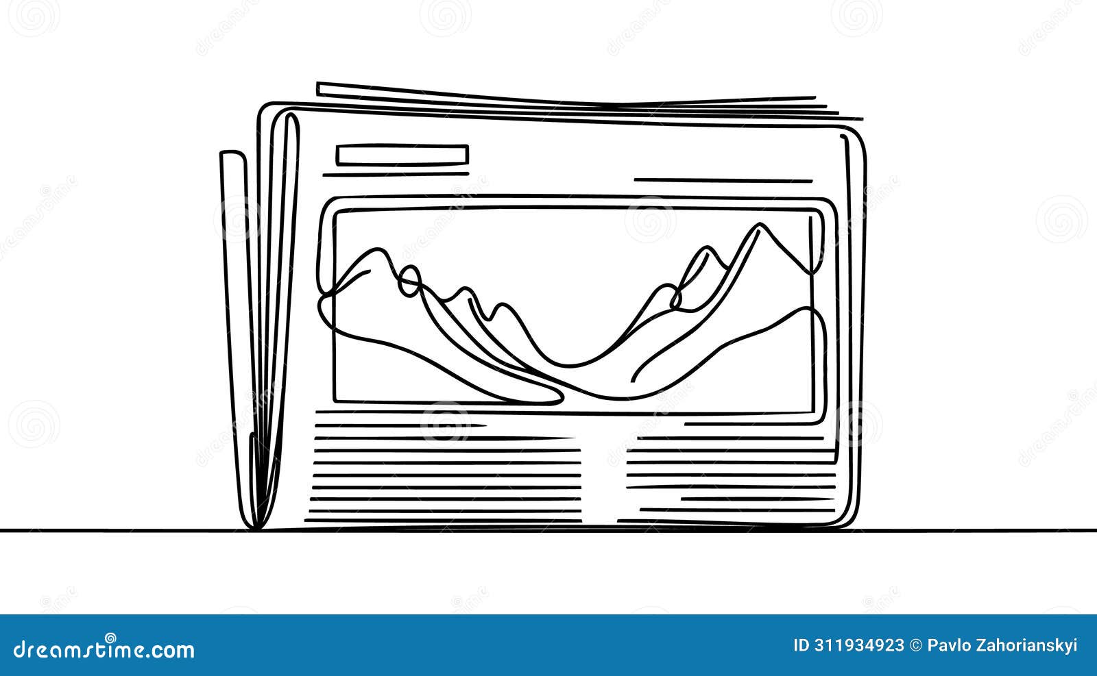 Continuous One Line of Newspaper on White Background Stock Vector ...