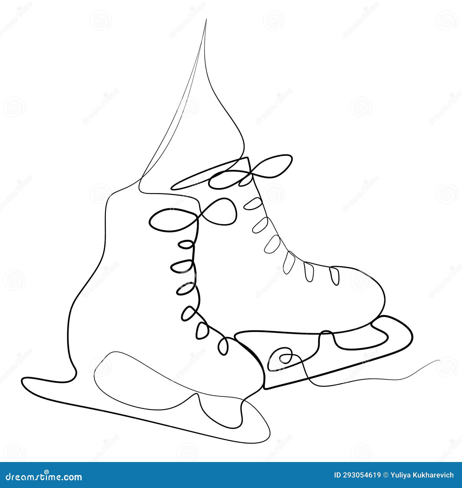 Continuous One Line of Pair of Figure Ice Skates Hanging in Silhouette ...