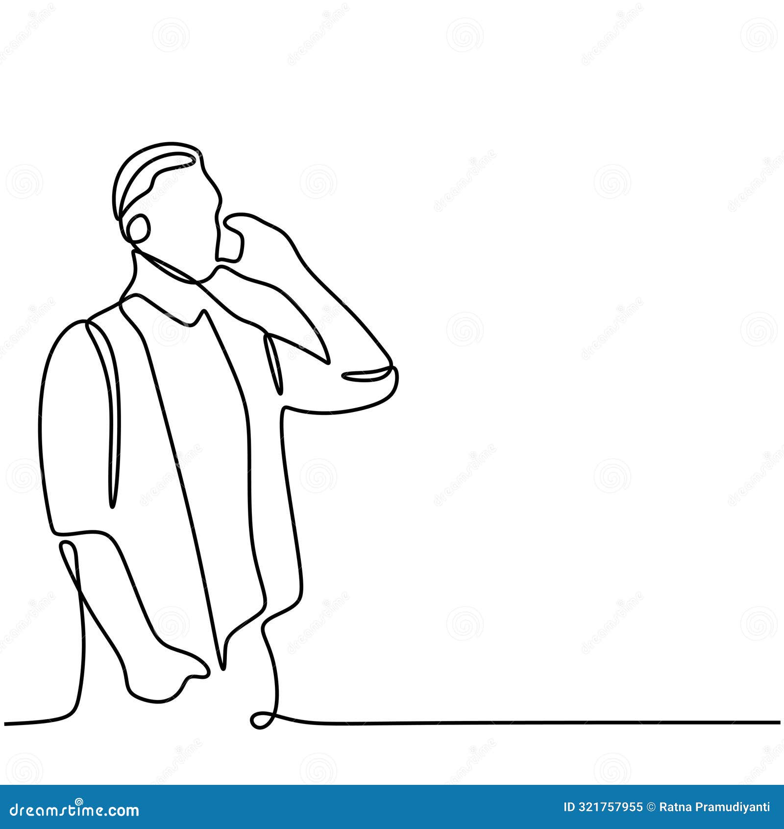 Continuous One Line People Talking with Phone. Business Communication ...